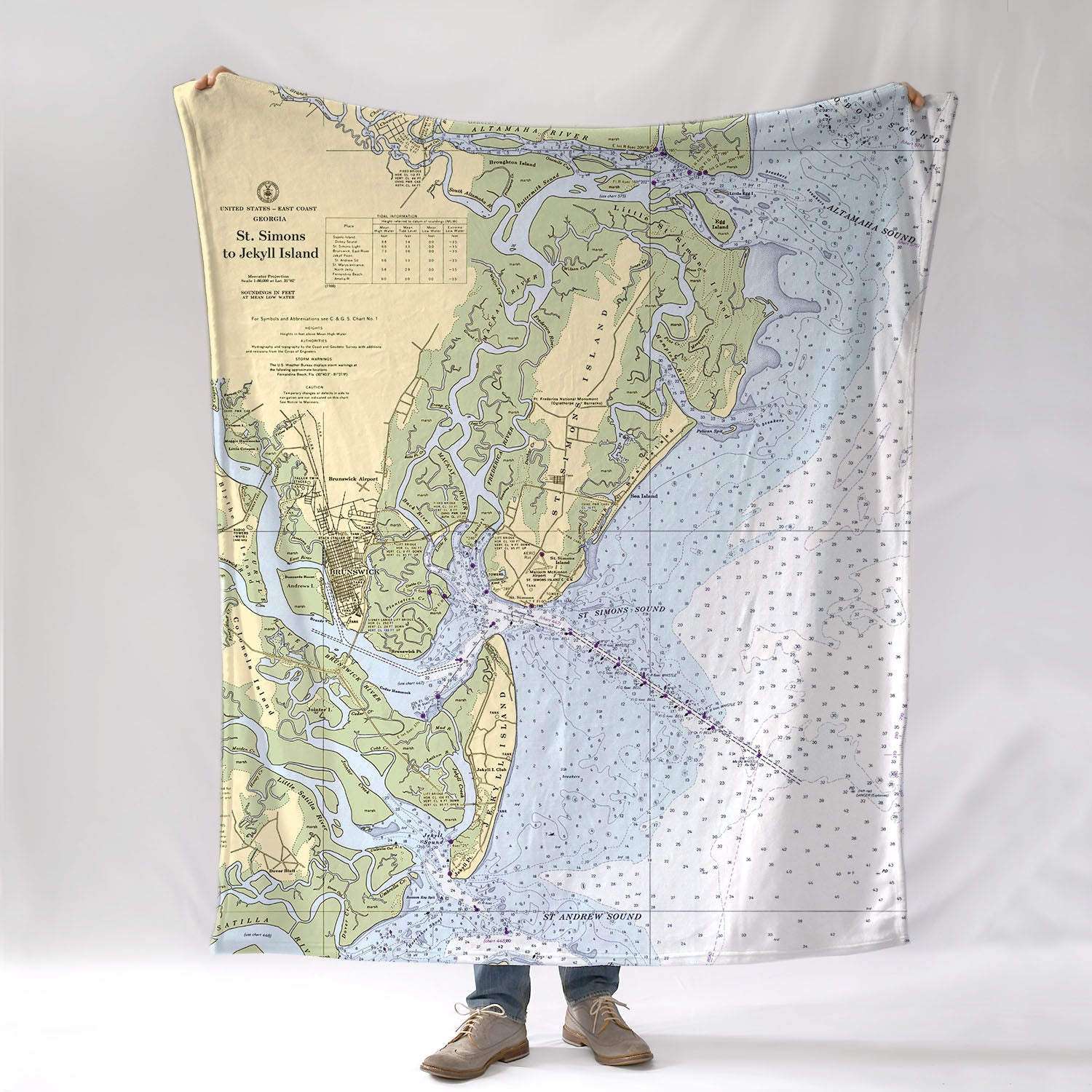 Jekyll & St Simons Island, GA.Nautical Chart Blanket – Maritime Tribes USA