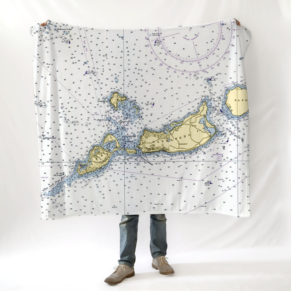 Cuttyhunk Island, MA Vintage Nautical Chart Blanket – Maritime Tribes USA