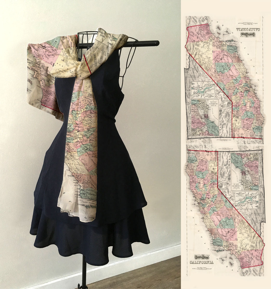 State of California Vintage Map Scarf