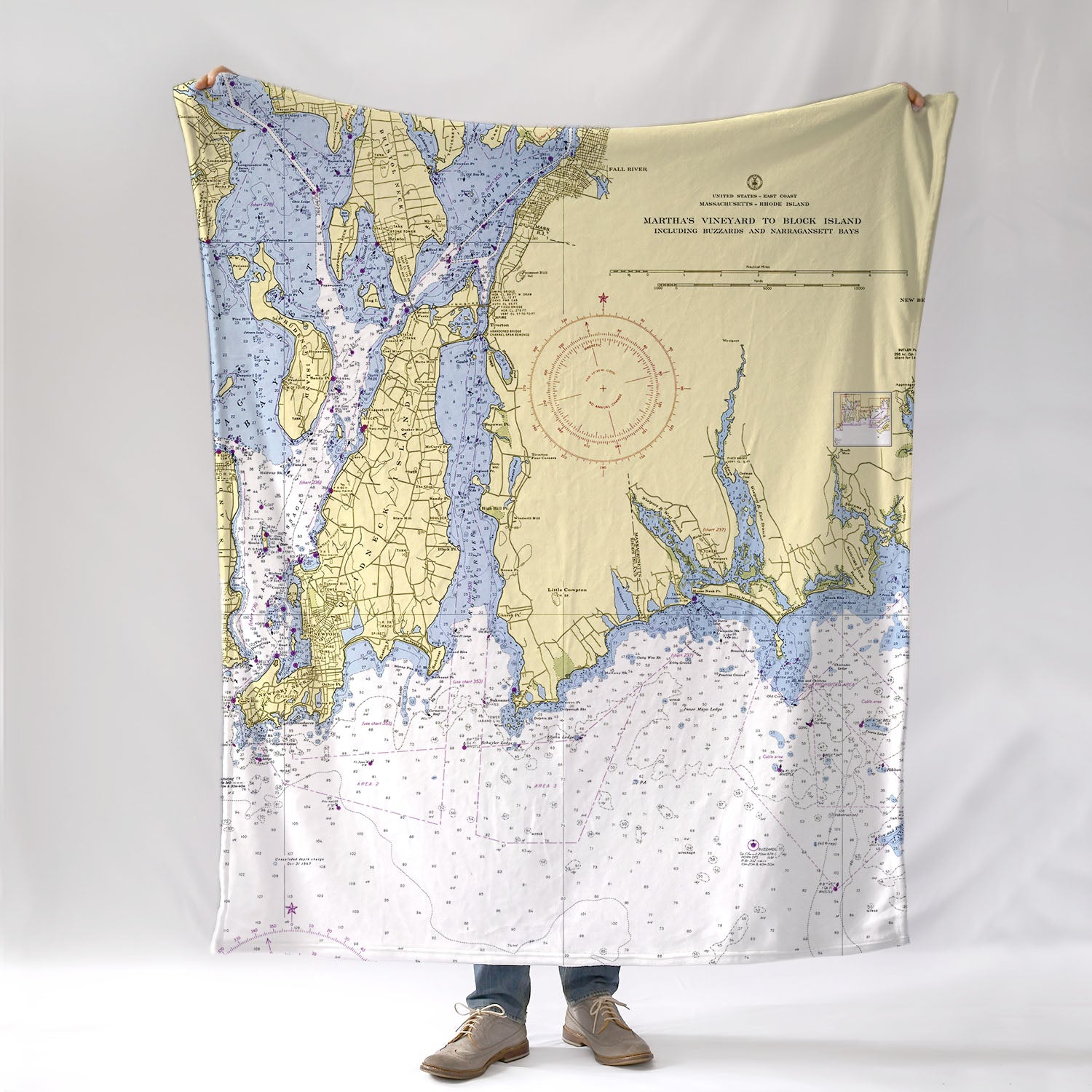 Sakonnet River Area 1958 Chart - Muted Blanket – Maritime Tribes USA