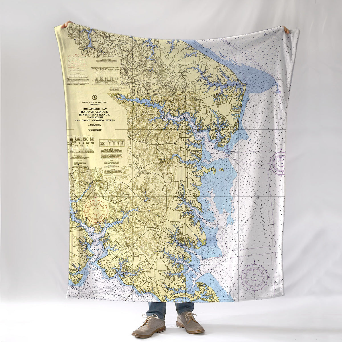 Northern Neck VA Chesapeake Chart Blanket – Maritime Tribes USA