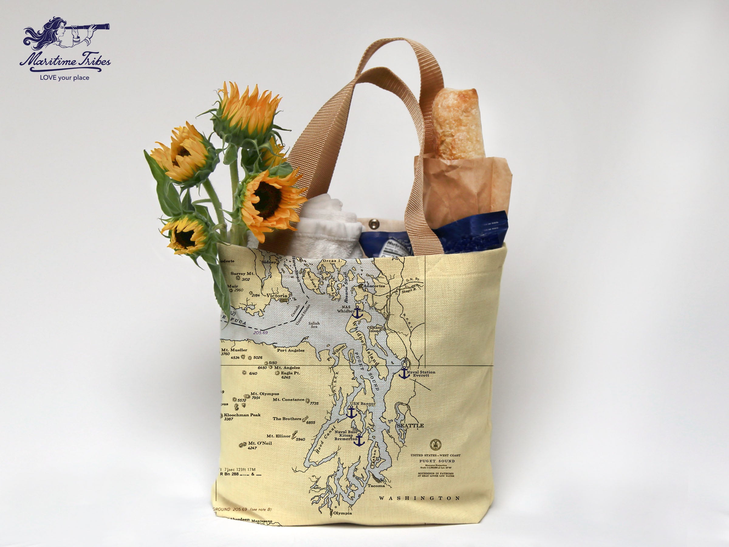 PNW, Washington Nautical Chart Tote – Maritime Tribes USA