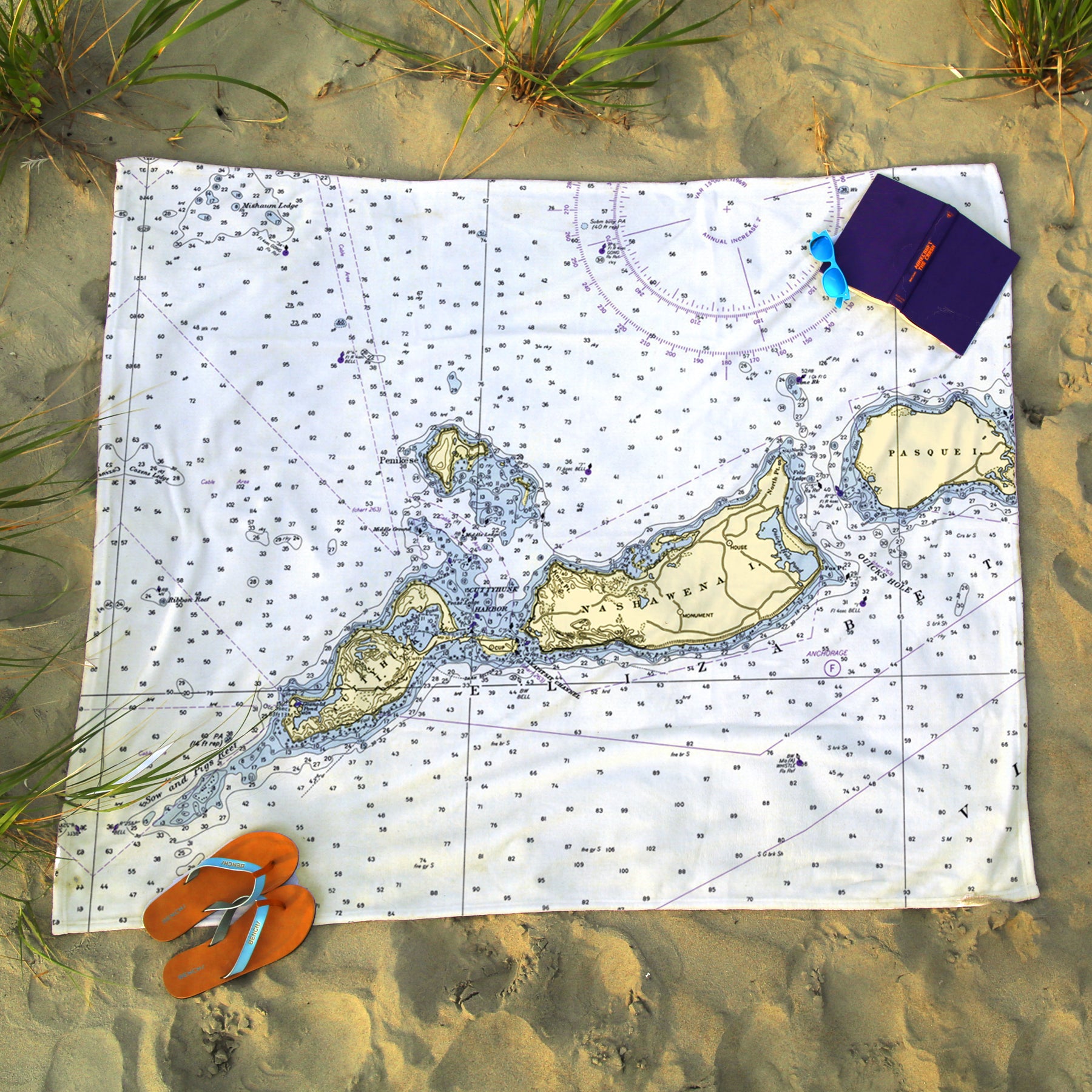 Cuttyhunk Island, MA Vintage Nautical Chart Blanket – Maritime Tribes USA