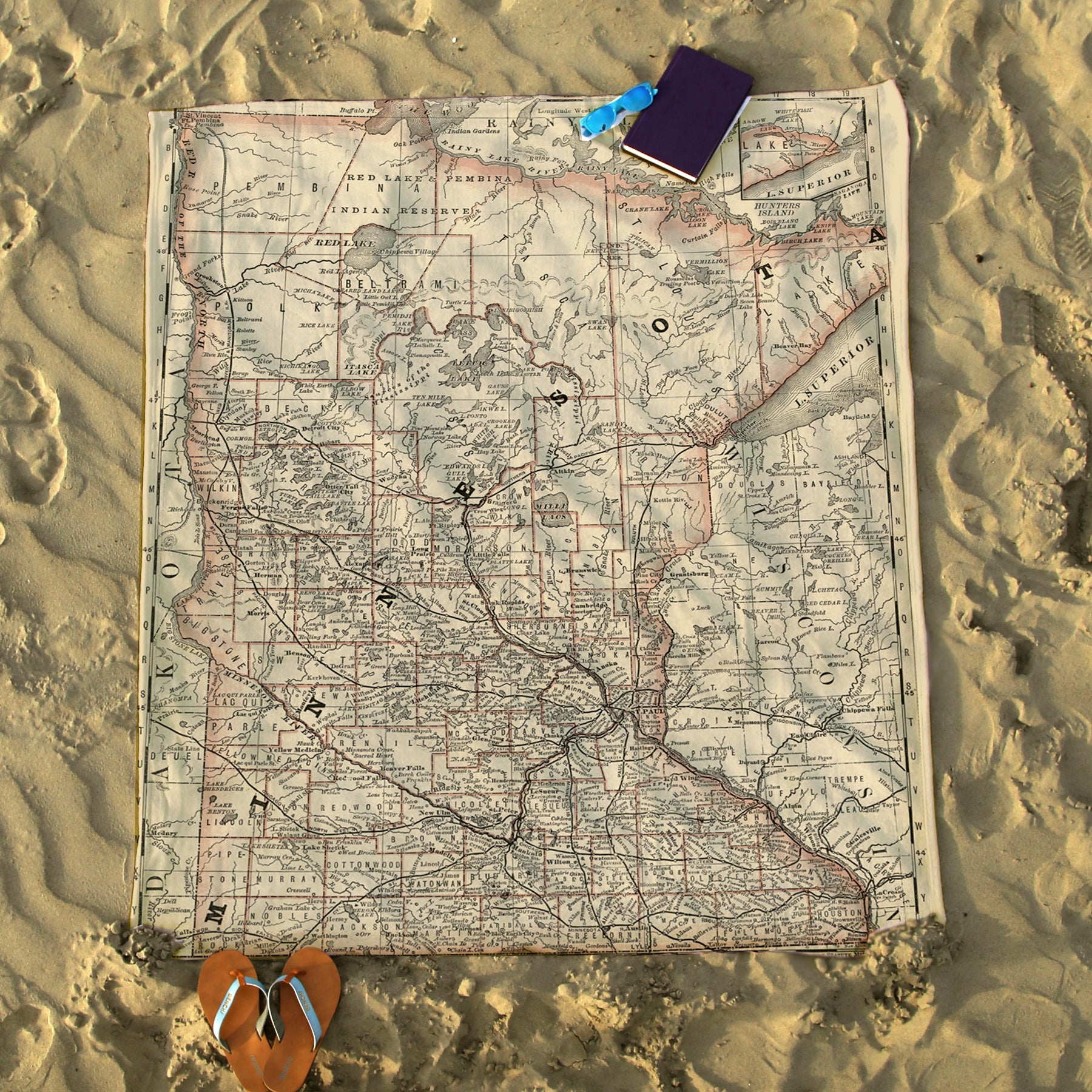 Minnesota State Vintage Map Blanket – Maritime Tribes USA